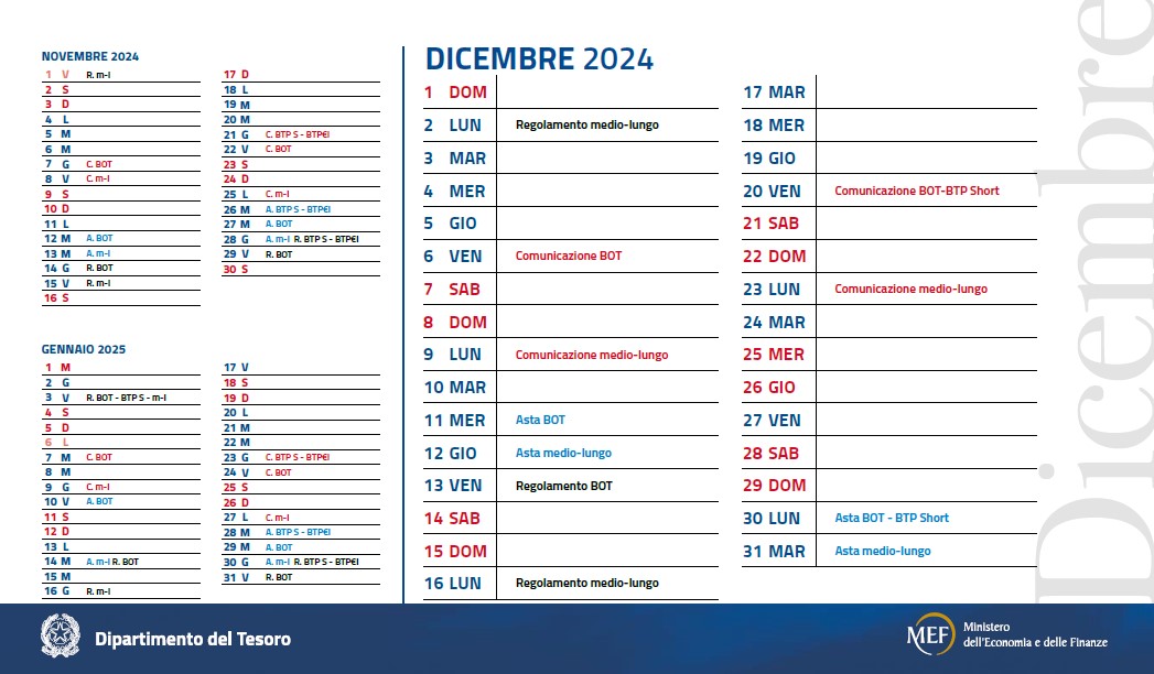 Aste BOT e BTP di fine novembre e dicembre: il calendario completo - PMI.it